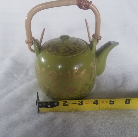 Kitchen | Small Green Teapot Set Gold Leaf Design Teacups And Saucers ...